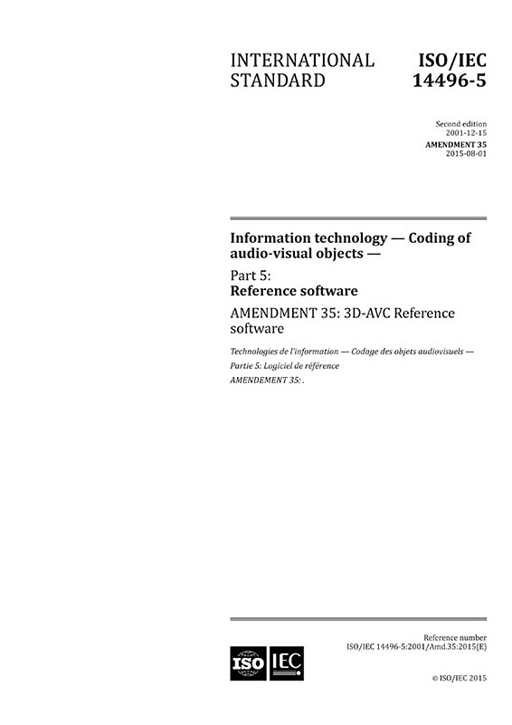 ISO/IEC 14496-5:2001/AMD35:2015 - IEC-Normen - VDE VERLAG ISO/IEC 14496-5:2001/AMD35:2015 - IEC-Normen - VDE VERLAG